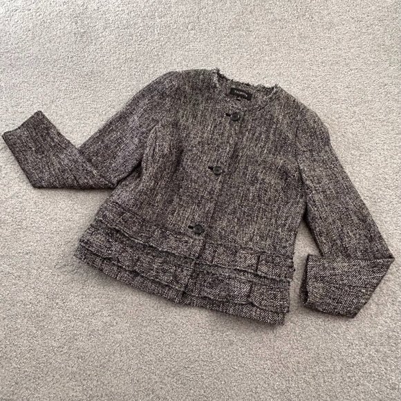 Talbots | Jackets & Coats | Talbots Tweed Coat Blazer In Black And ...